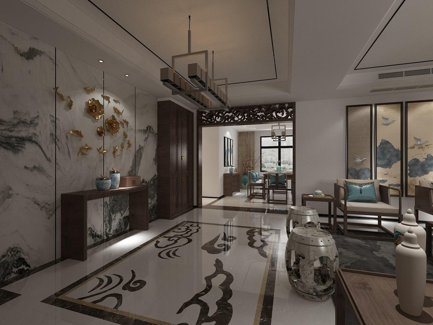 3D model Chinese Living and Dining Room Interior 11 - TurboSquid 1785242