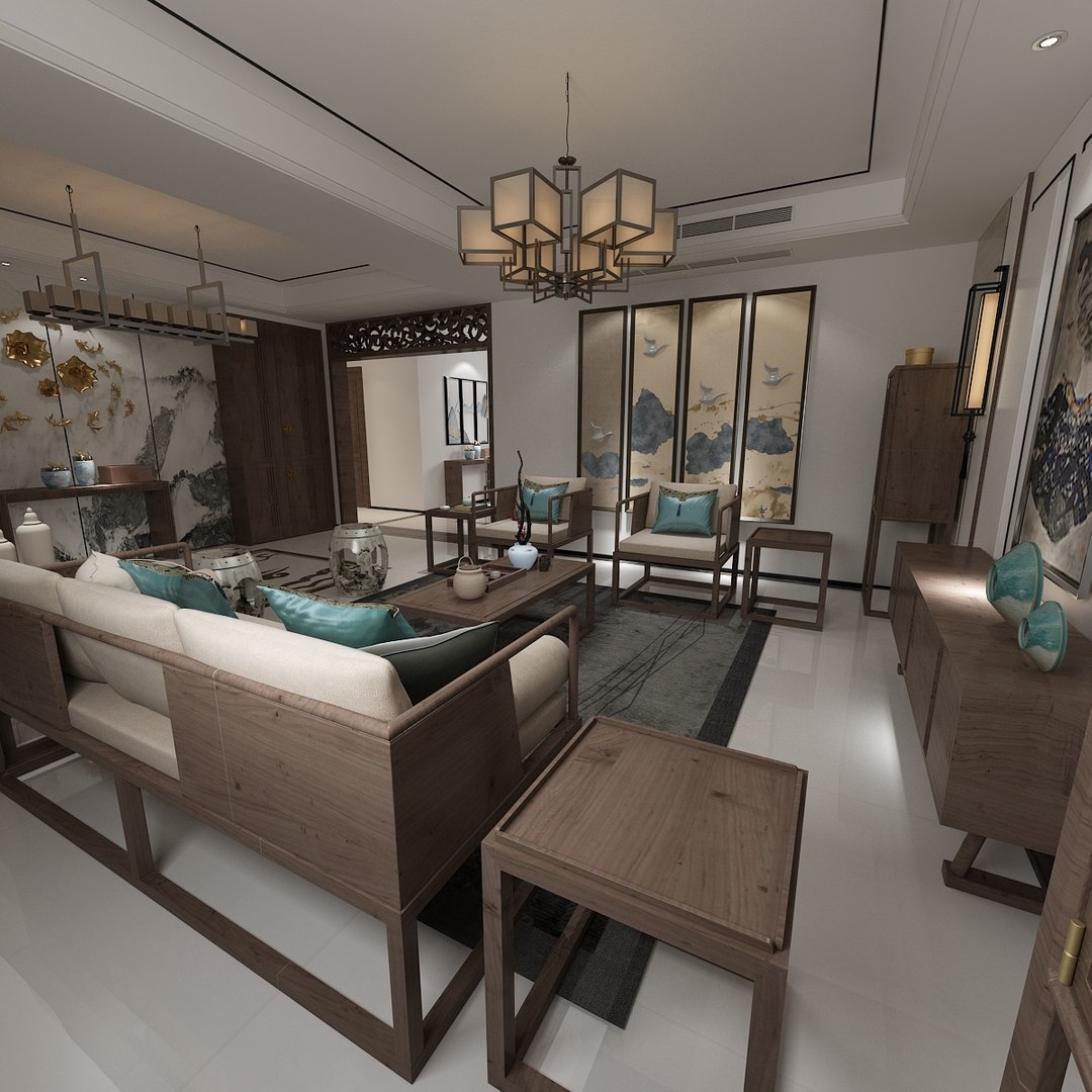 3D model Chinese Living and Dining Room Interior 11 - TurboSquid 1785242