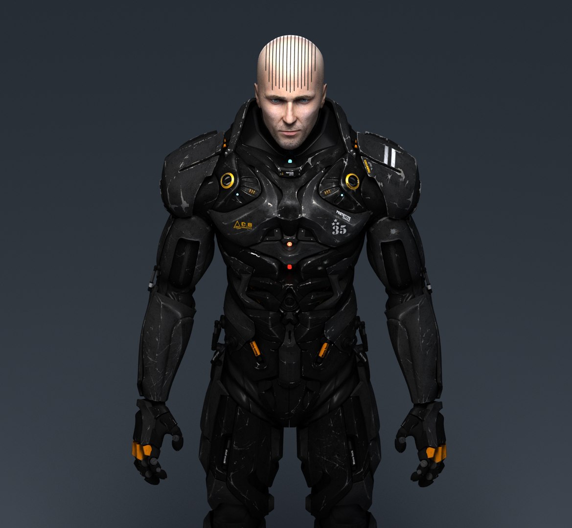 3d Model Cyborg Polygons