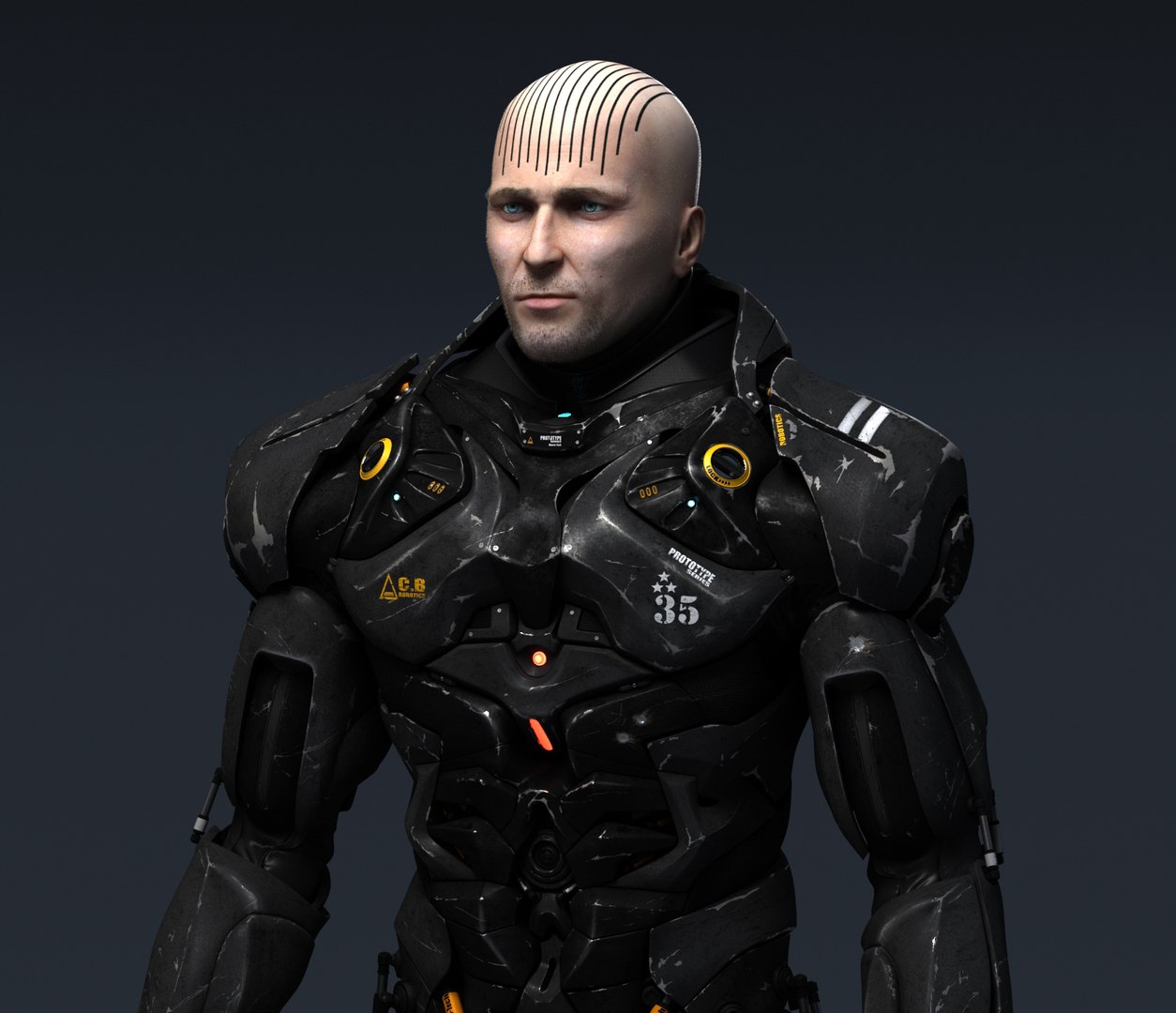 3d Model Cyborg Polygons