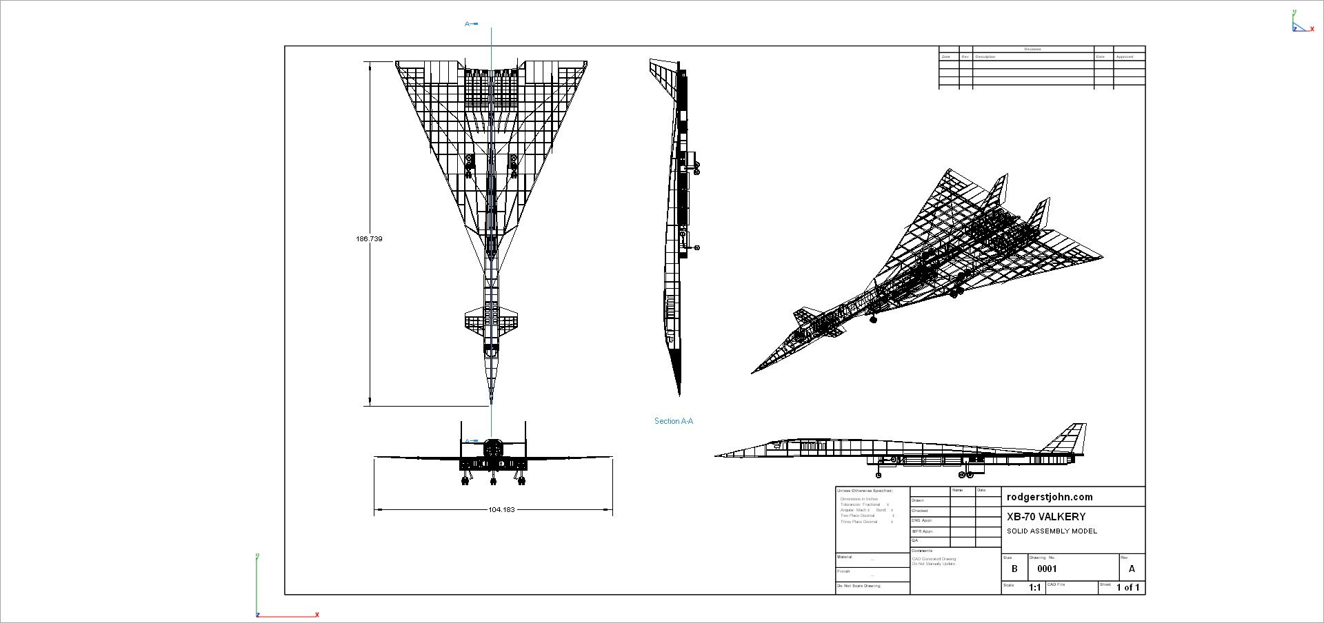 3d xb-70 valkyrie aircraft solid model