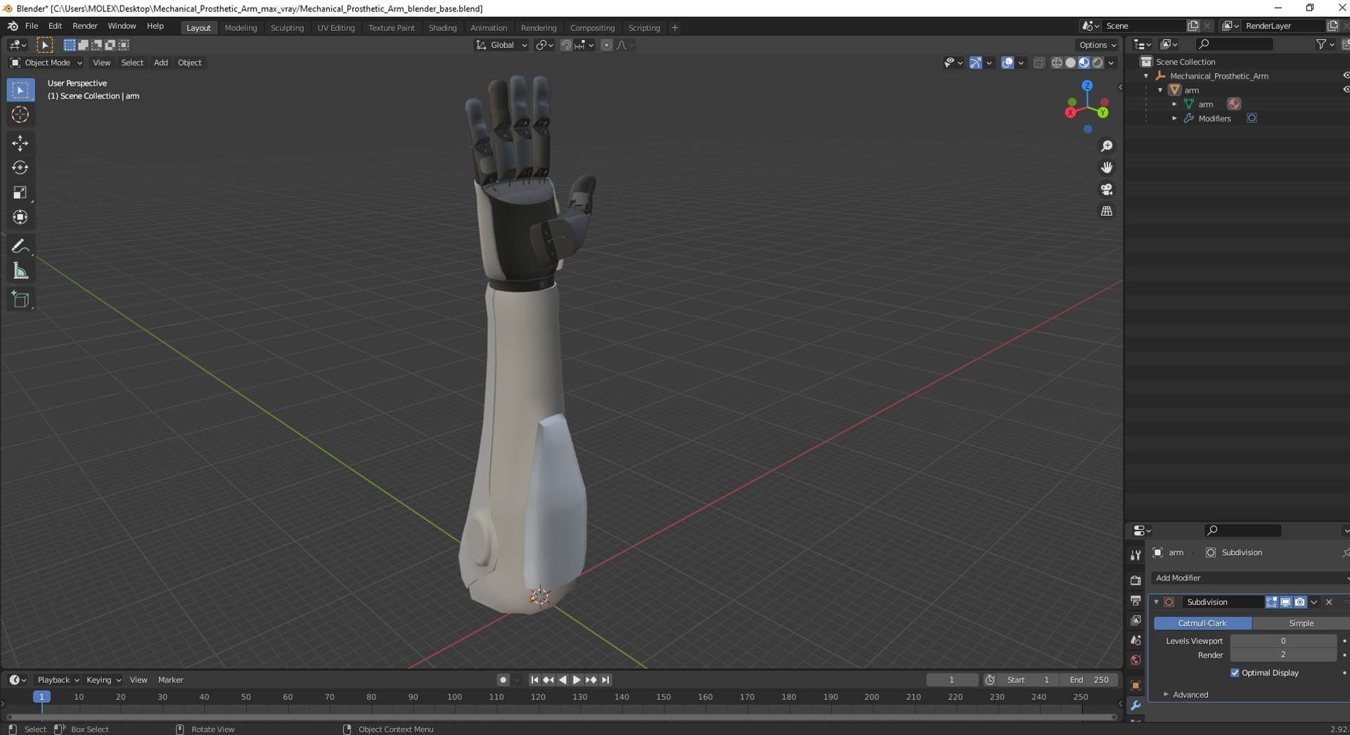 3D Mechanical Prosthetic Arm - TurboSquid 2159241