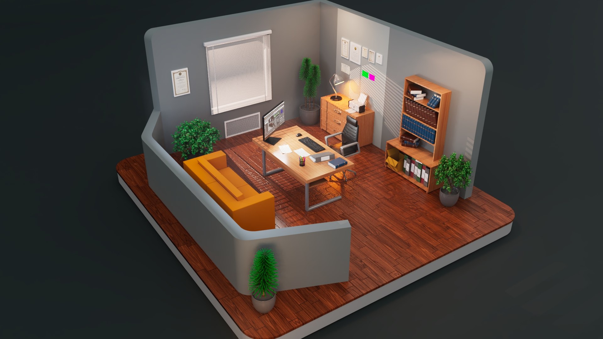 3D Isometric Computer Room - TurboSquid 2345515