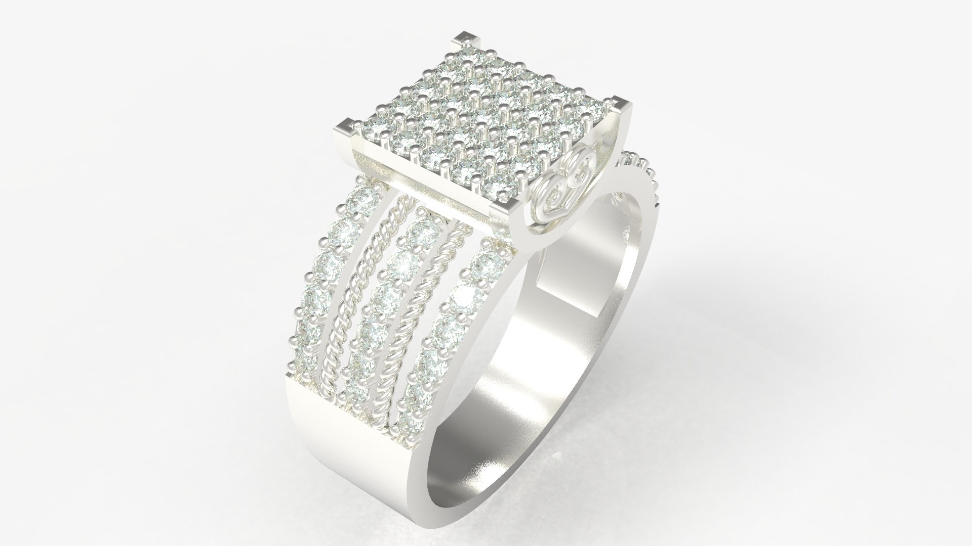 3D Square shape diamond ring 3DM model - TurboSquid 1760564
