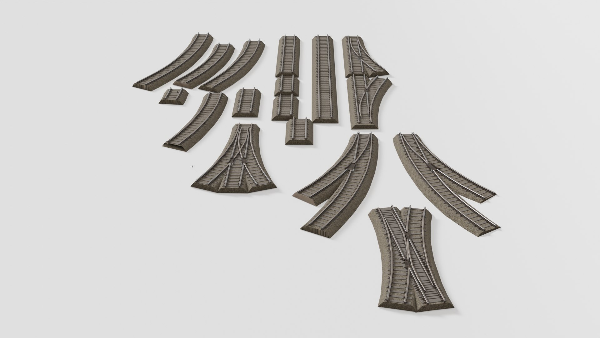 3D Model Rail Track Set - TurboSquid 2063968