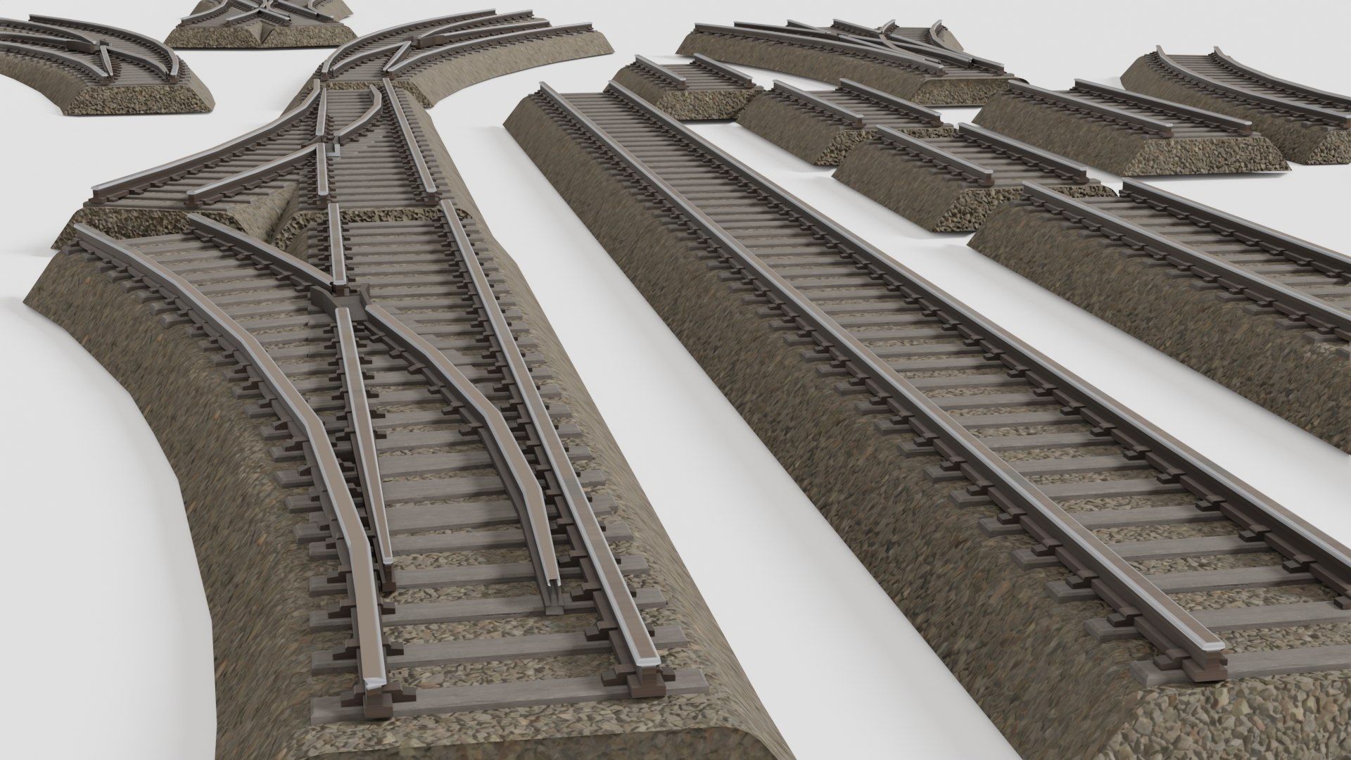 3D Model Rail Track Set - TurboSquid 2063968