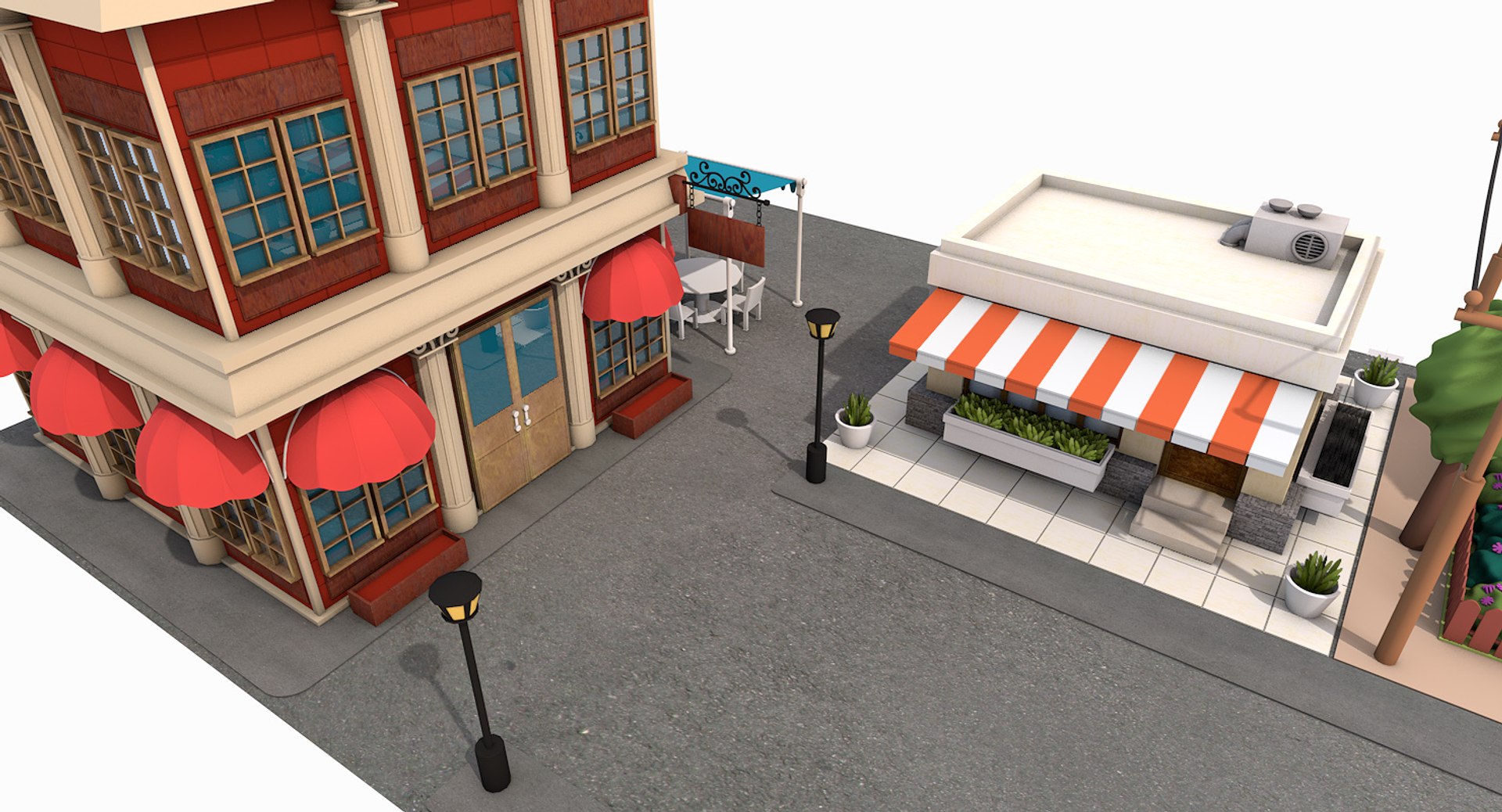 cartoon street environment 3d model