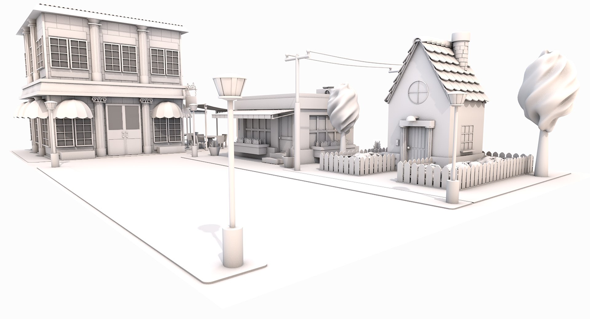 cartoon street environment 3d model