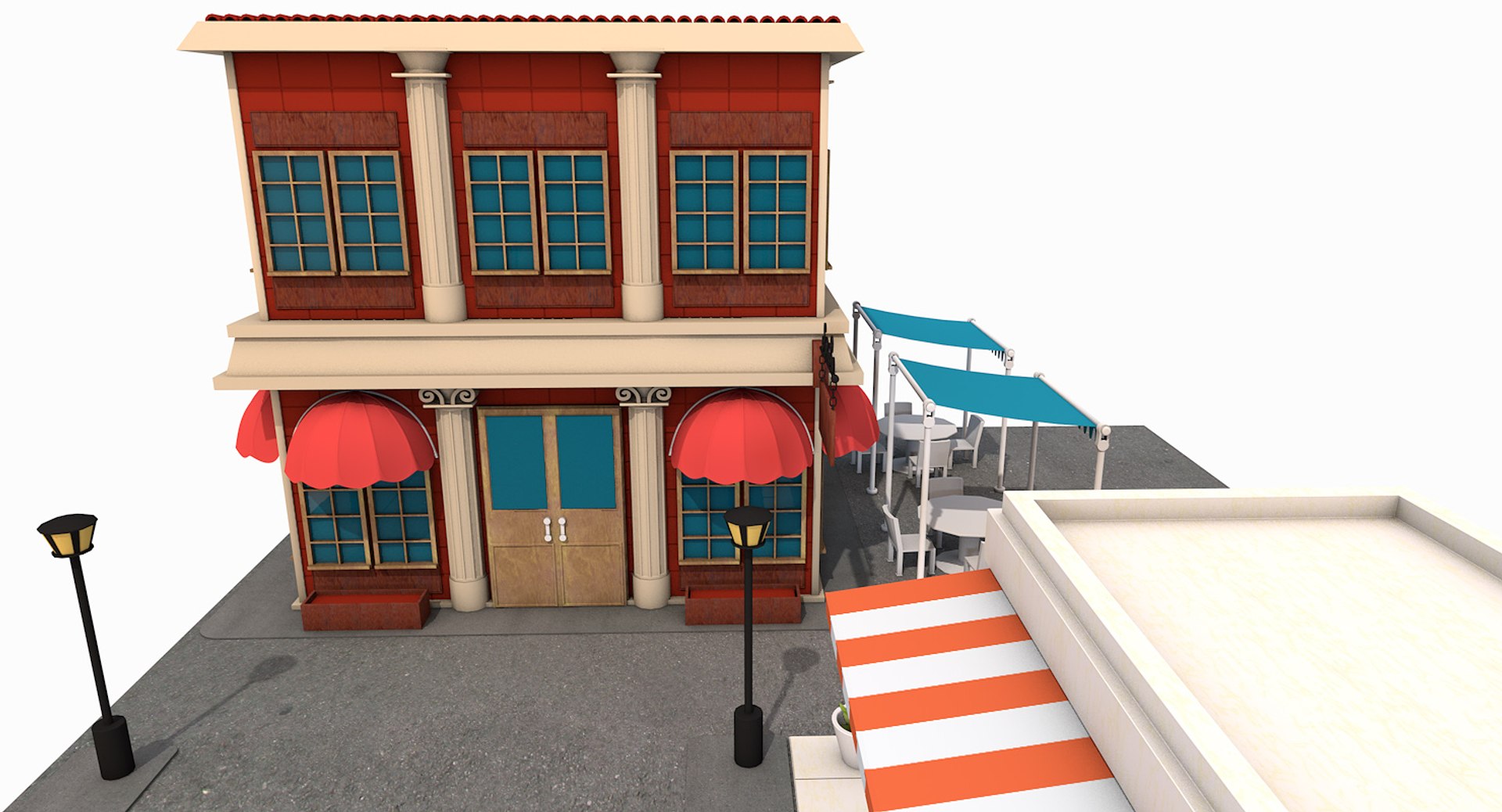 cartoon street environment 3d model