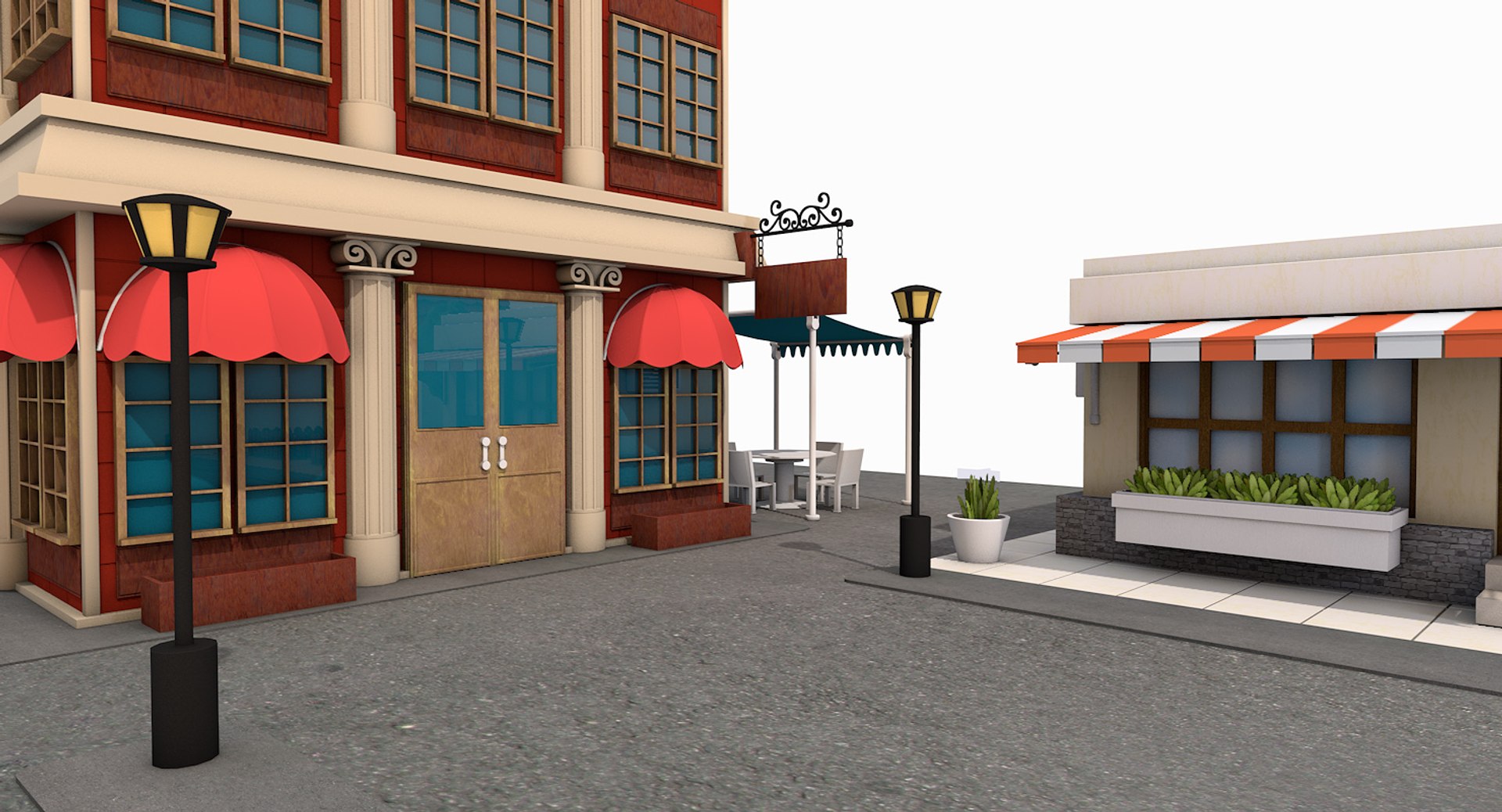 cartoon street environment 3d model