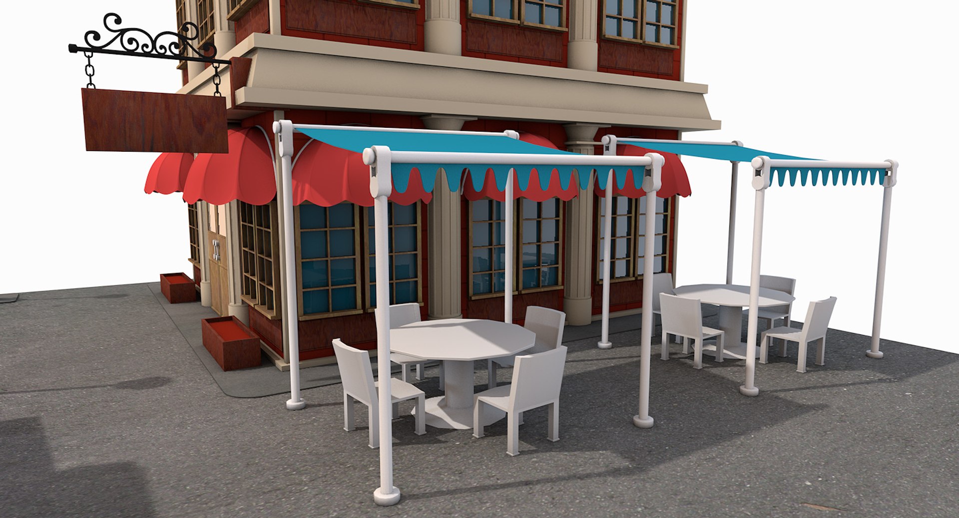 cartoon street environment 3d model