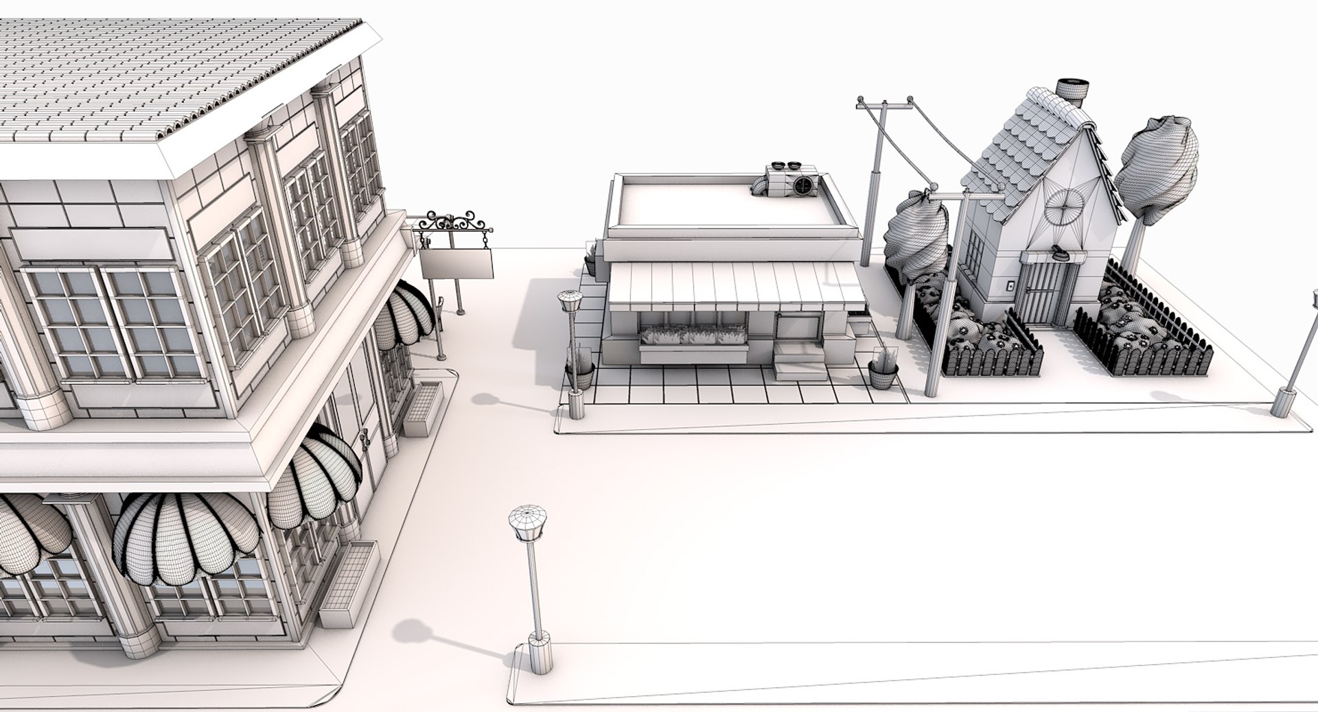 cartoon street environment 3d model