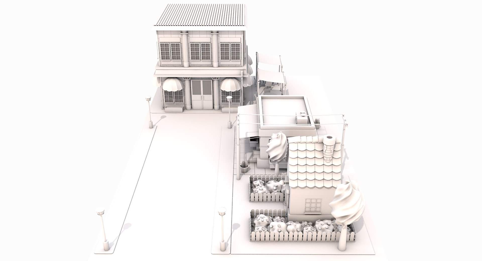 cartoon street environment 3d model