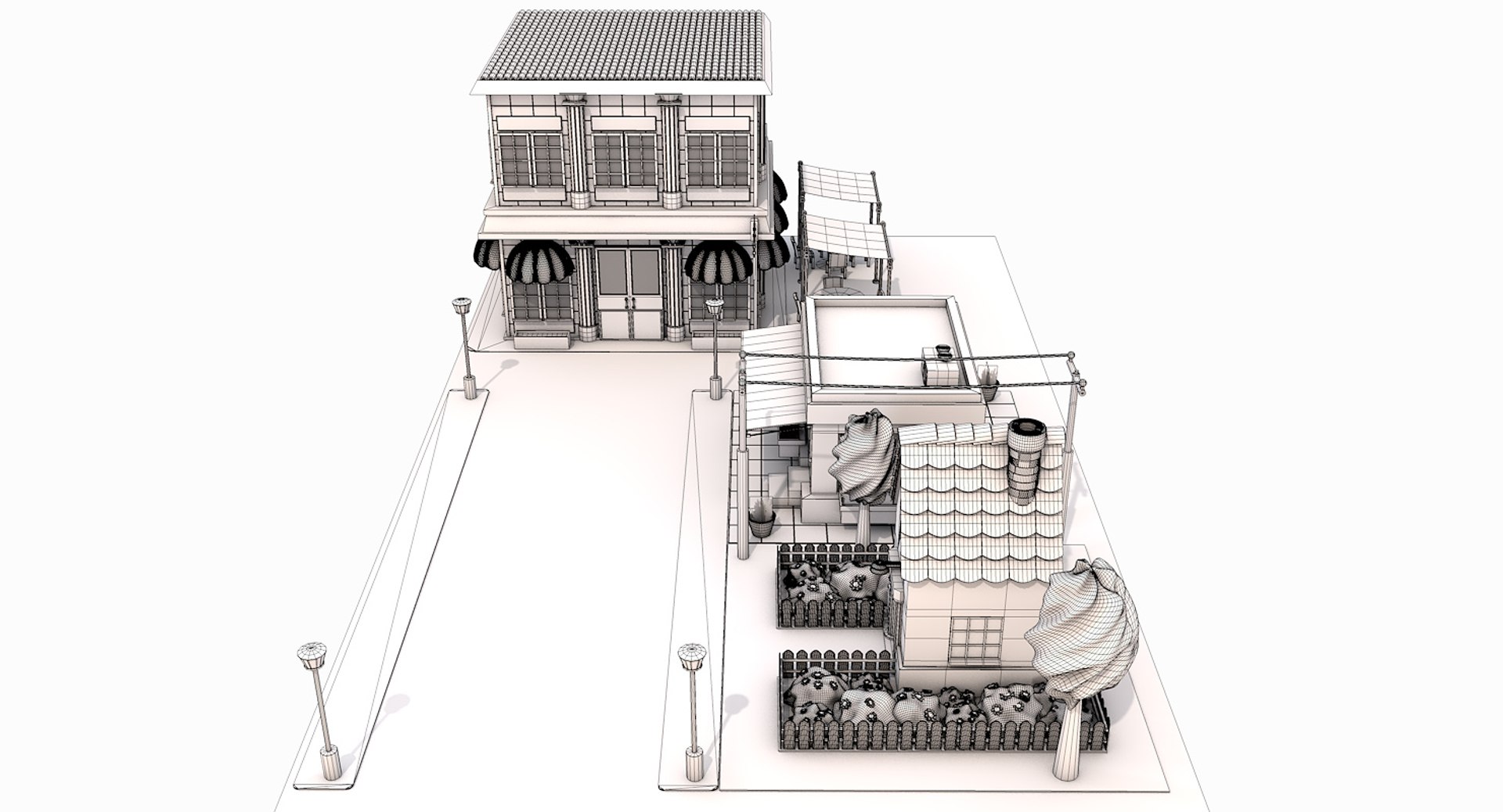 cartoon street environment 3d model