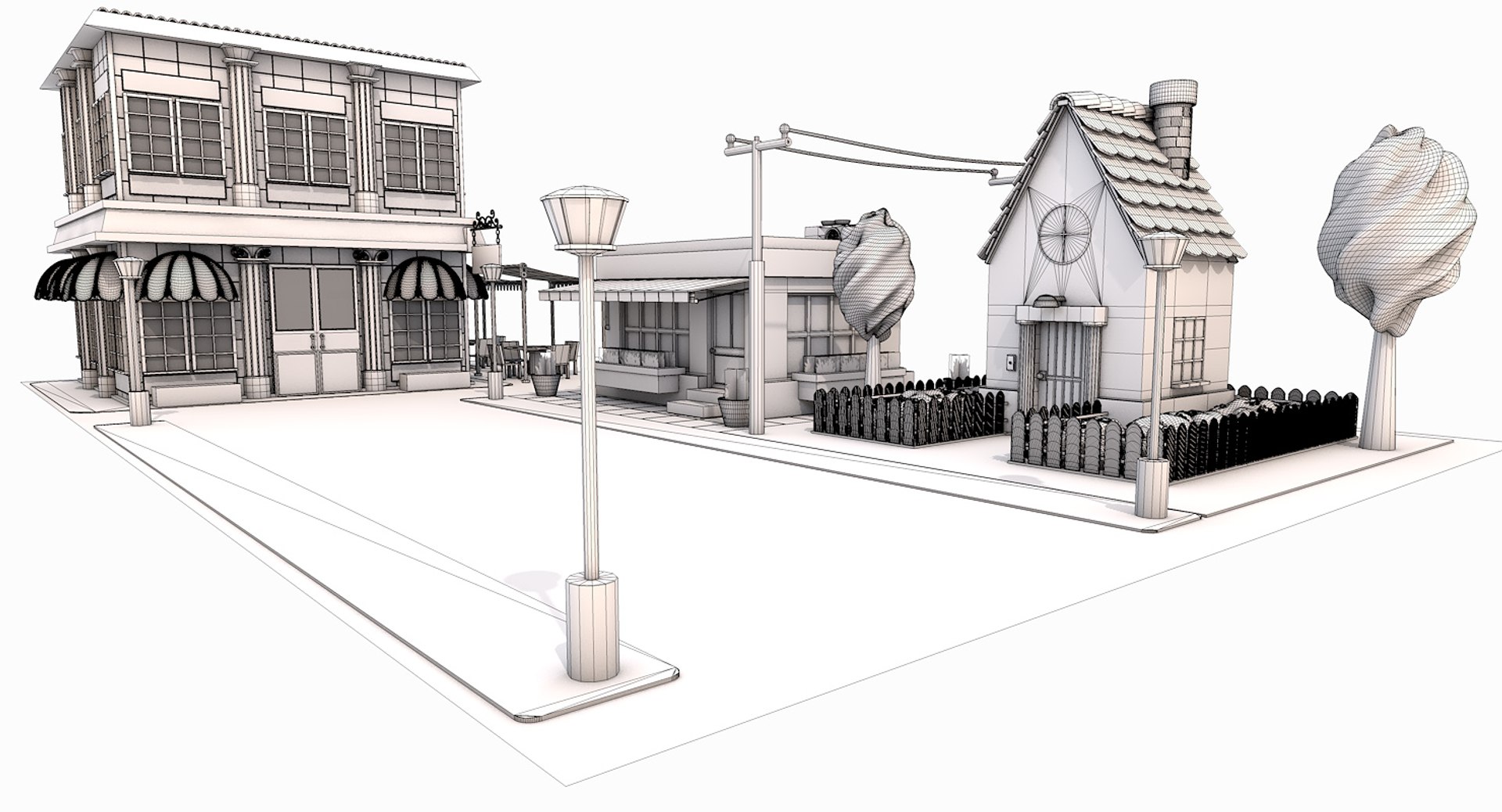 cartoon street environment 3d model