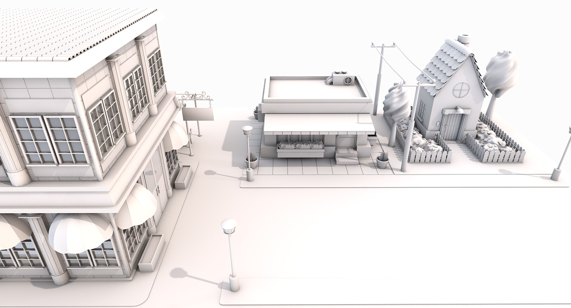 cartoon street environment 3d model