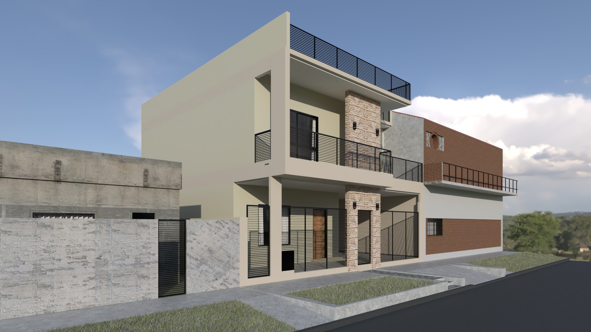 3D Modern House - Sketchup Pro 2021 Vray 5 Model - TurboSquid 1844205