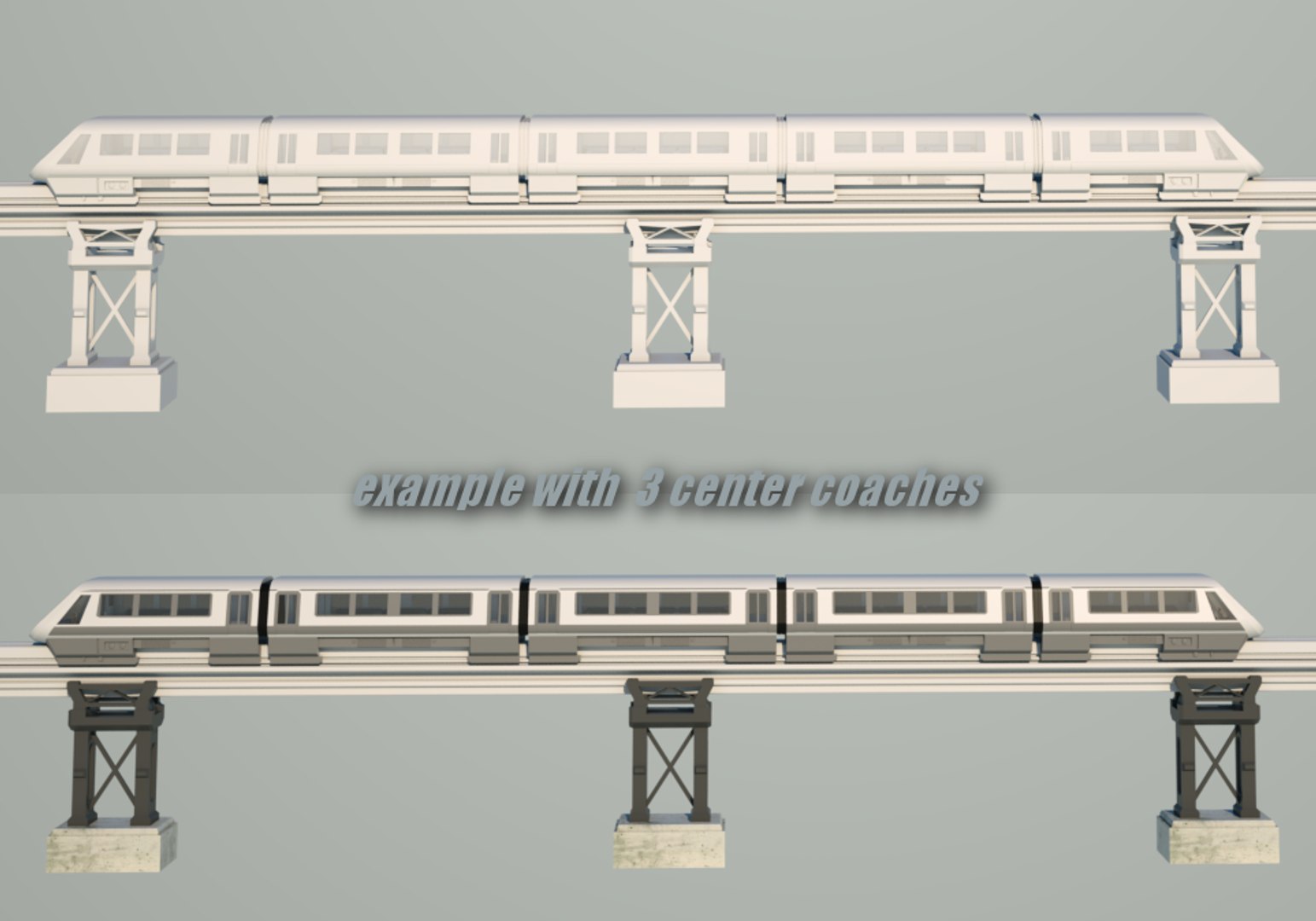 monorail 2 set rail bridge 3d model