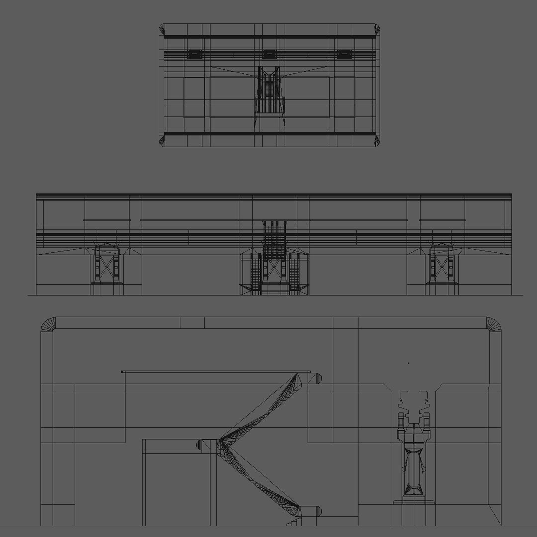 monorail 2 set rail bridge 3d model
