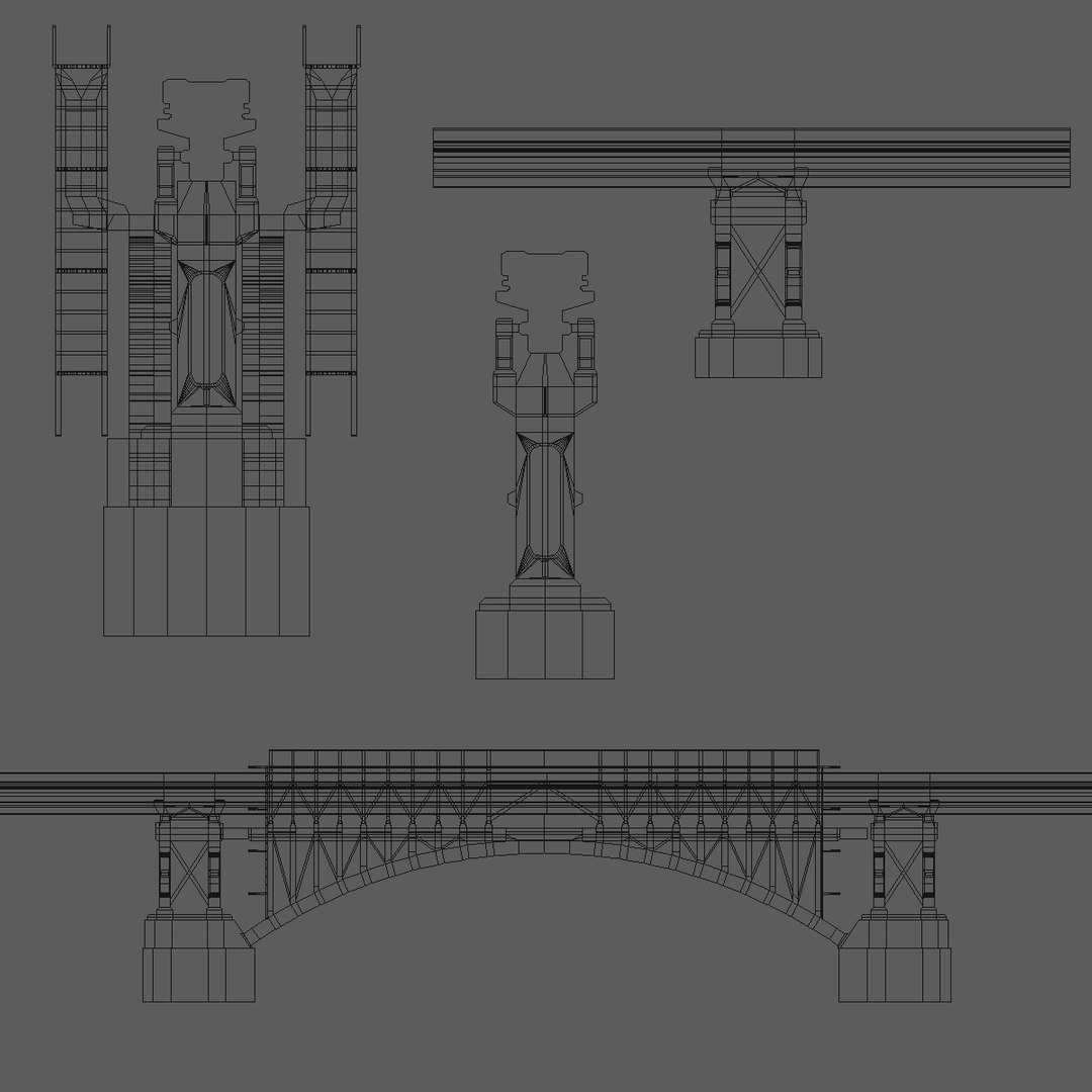 monorail 2 set rail bridge 3d model