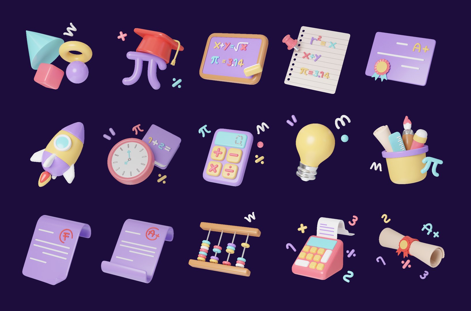 Math Education 3D Icon Illustration 3D Model - TurboSquid 2226730