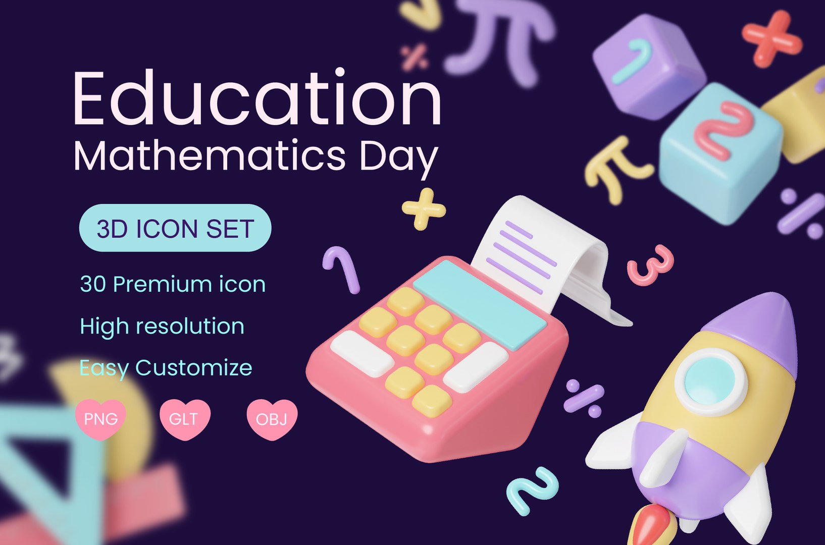 Math Education 3D Icon Illustration 3D Model - TurboSquid 2226730