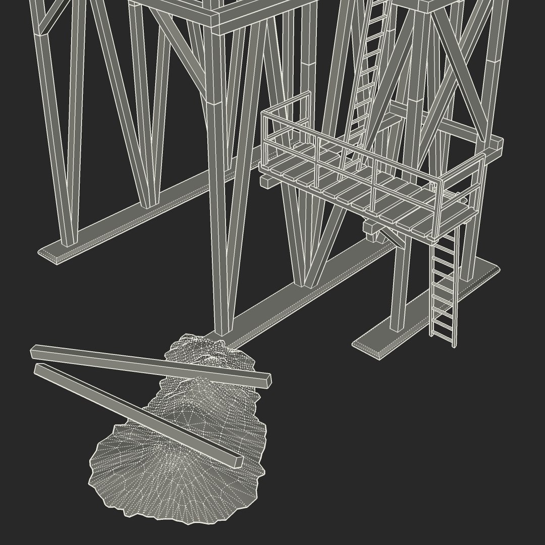 Old Wooden Coal Tipple 3d Model