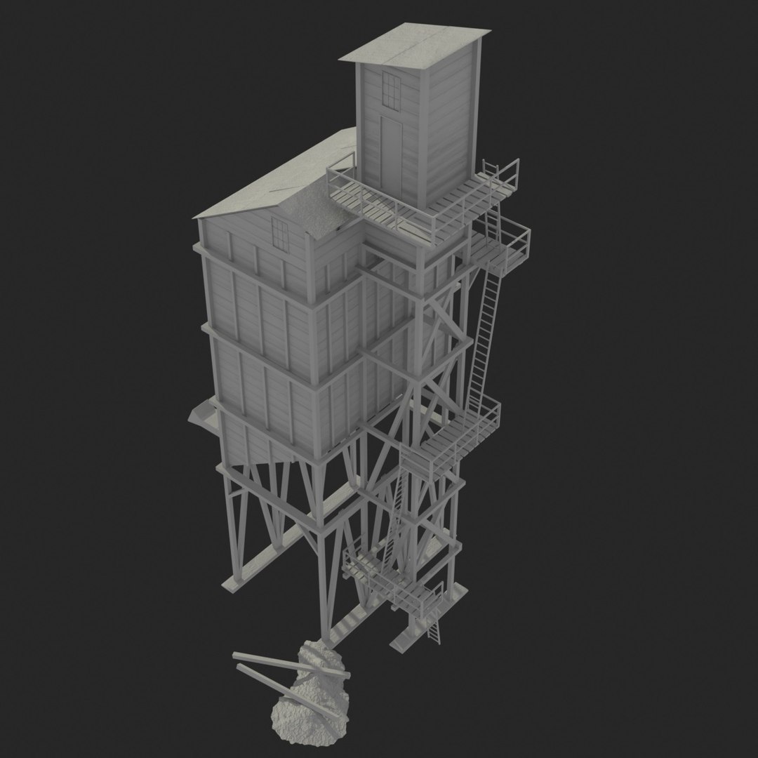 Old Wooden Coal Tipple 3d Model