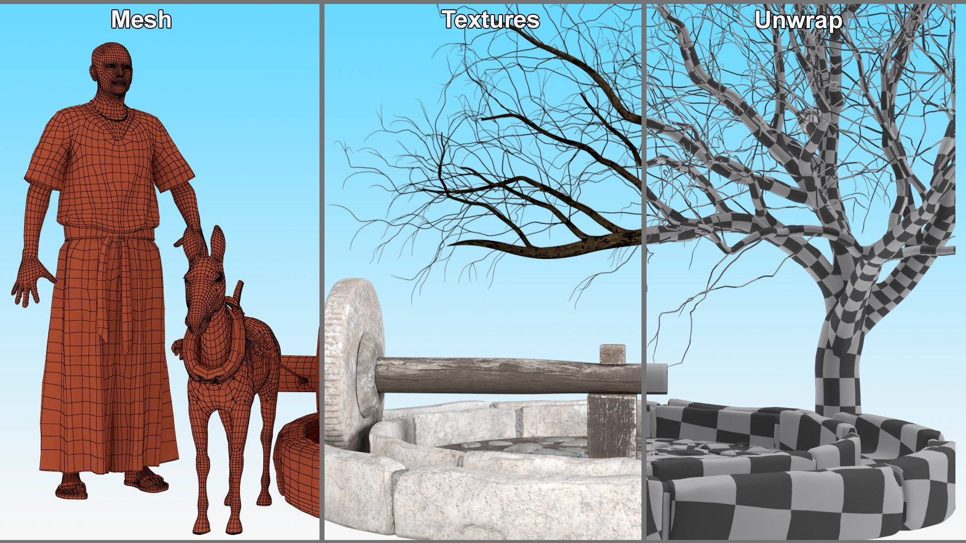 3D Village Priest Mule Powered Mill Stone Model - TurboSquid 2325214