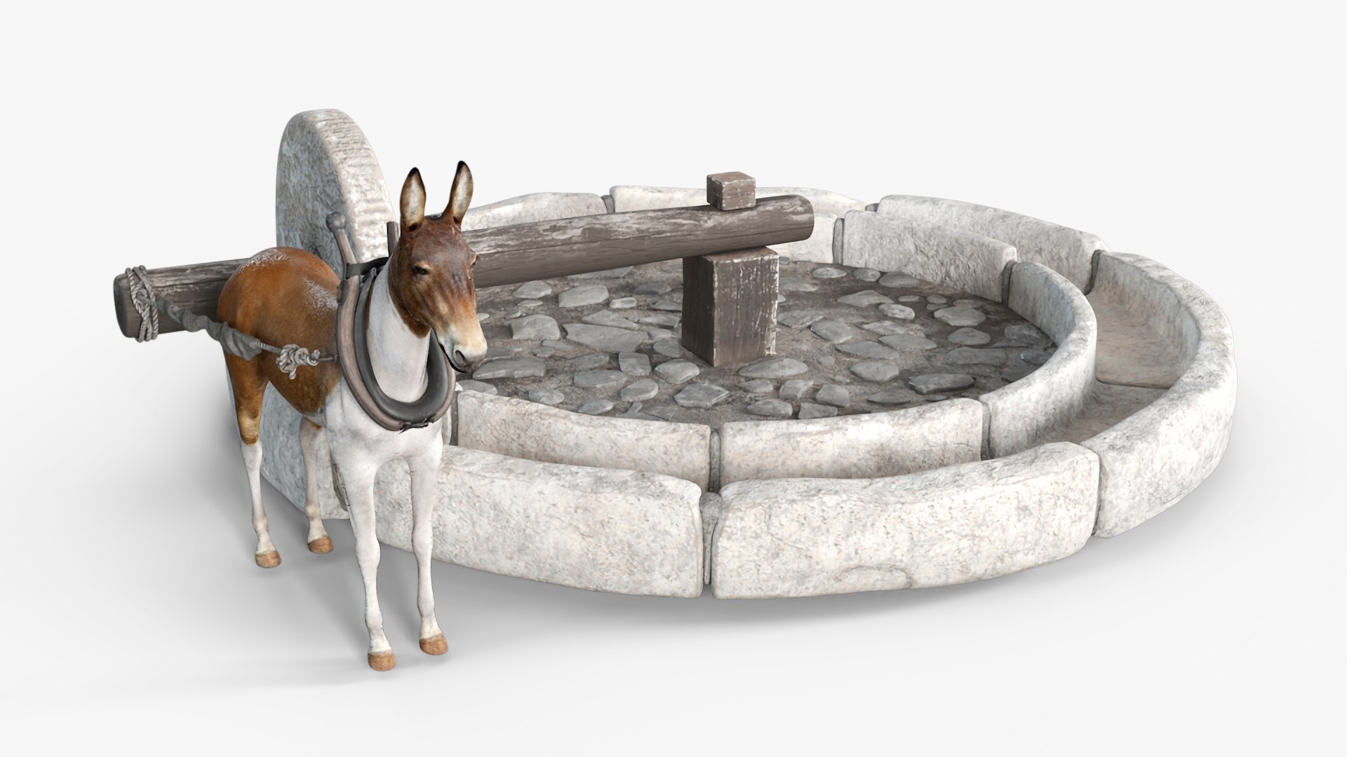 3D Village Priest Mule Powered Mill Stone Model - TurboSquid 2325214