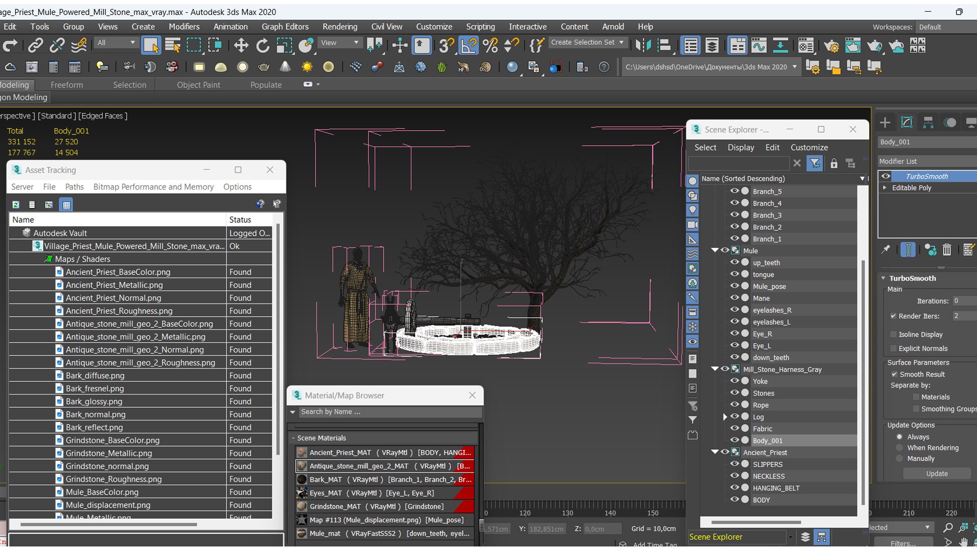 3D Village Priest Mule Powered Mill Stone Model - TurboSquid 2325214
