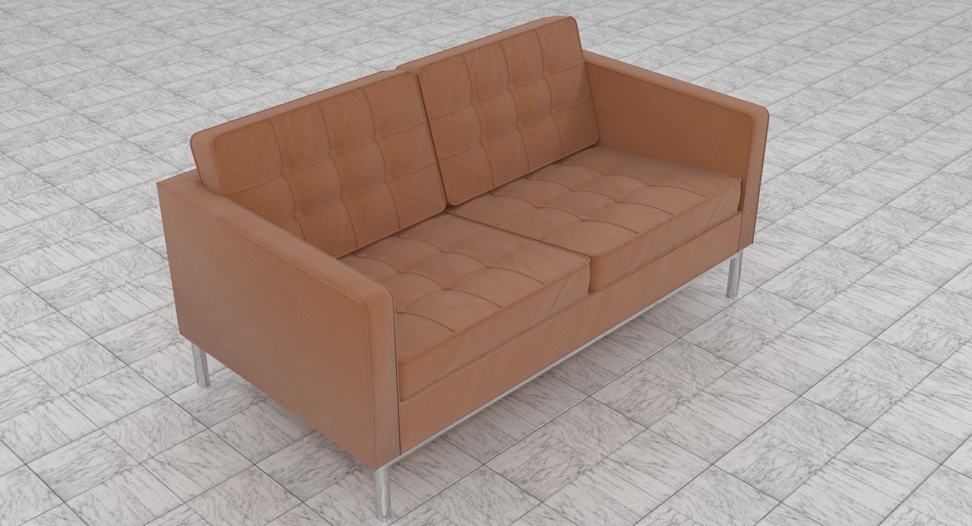 3D Knoll Florence Orange Fabric Two Seat Sofa - TurboSquid 1990423