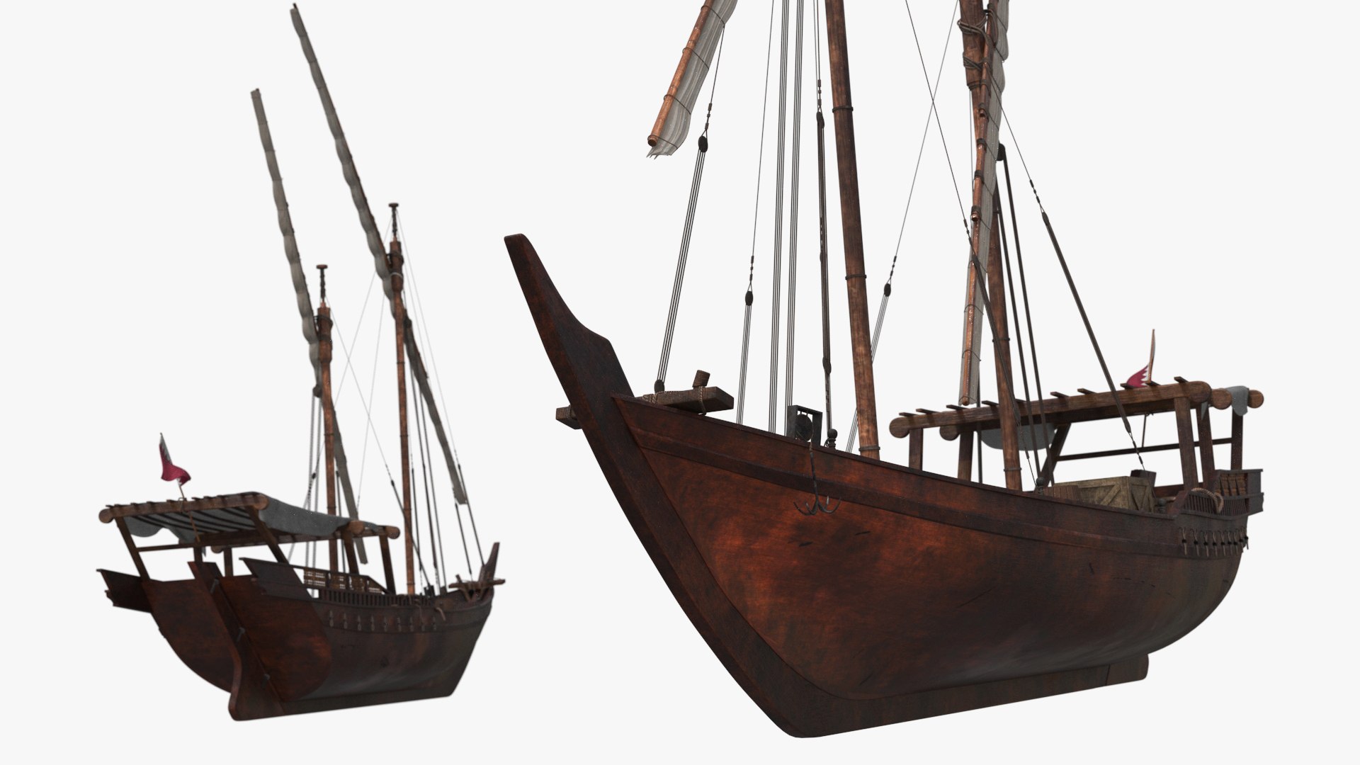 Qatar Dhow Boat Folded Sails 3D Model - TurboSquid 2443672