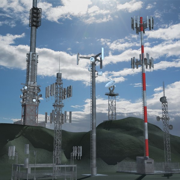 3d dish telecommunication tower communication model