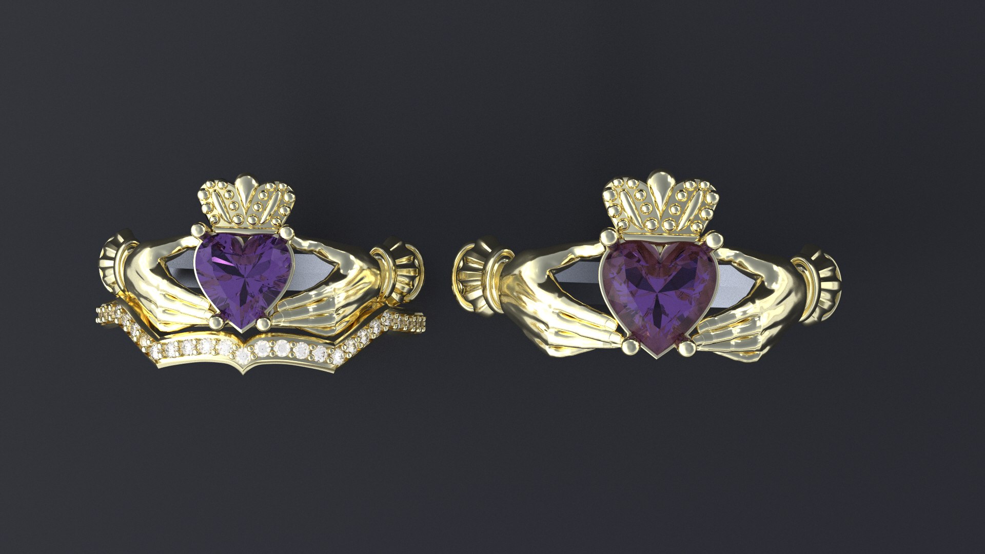 3D model Wedding claddagh rings cnc or 3D 3D print model - TurboSquid ...