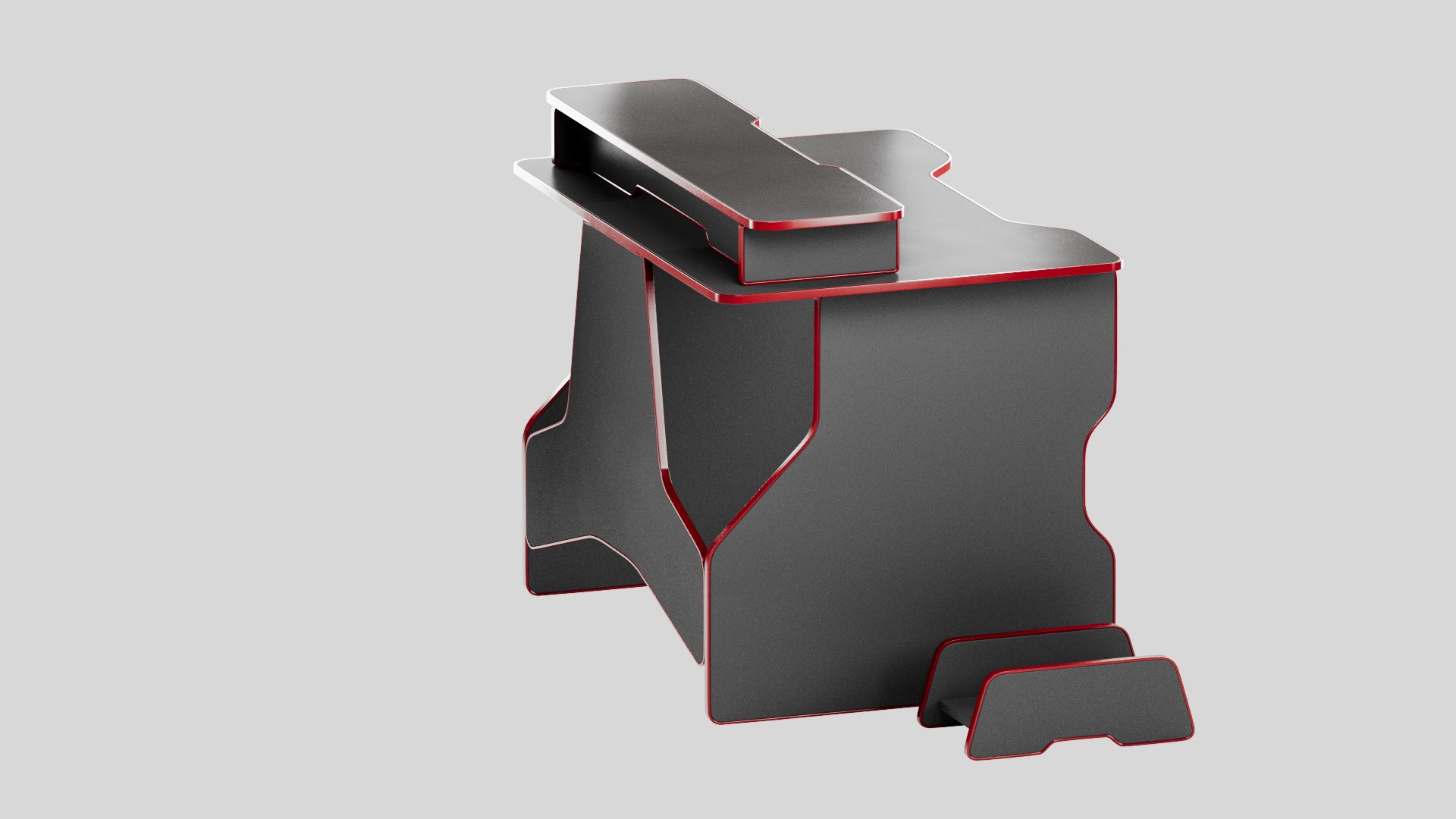 3D Compact Gaming Table Desk Elevated Shelf And System Unit Stand ...