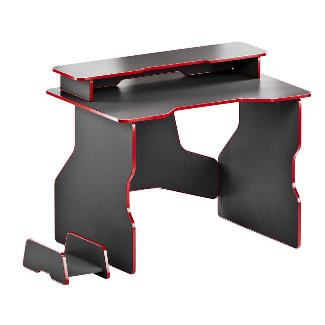 3D Compact Gaming Table Desk Elevated Shelf And System Unit Stand ...