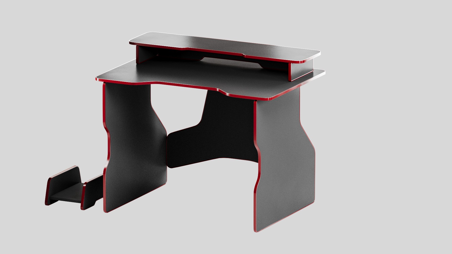 3D Compact Gaming Table Desk Elevated Shelf And System Unit Stand ...