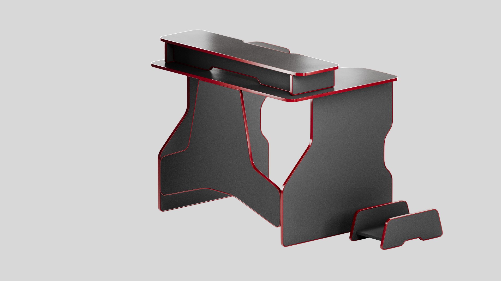 3D Compact Gaming Table Desk Elevated Shelf And System Unit Stand ...