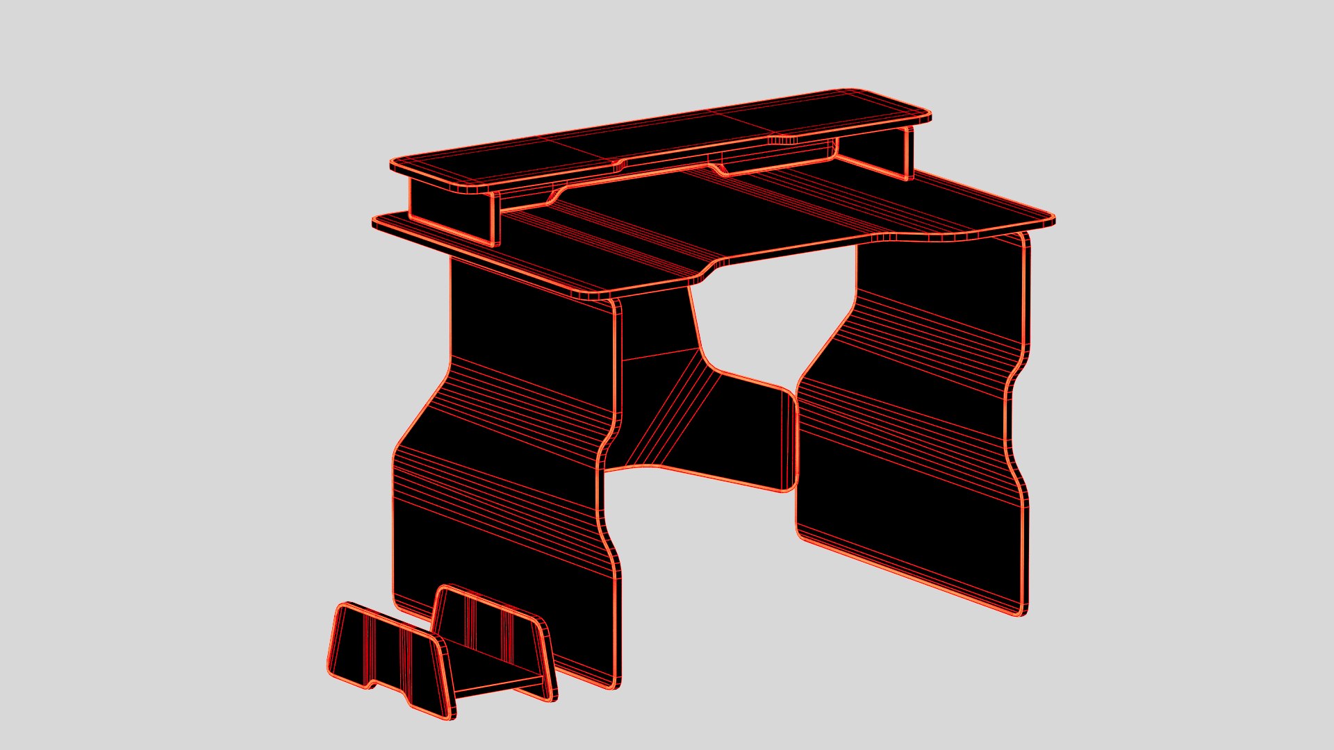 3D Compact Gaming Table Desk Elevated Shelf And System Unit Stand ...