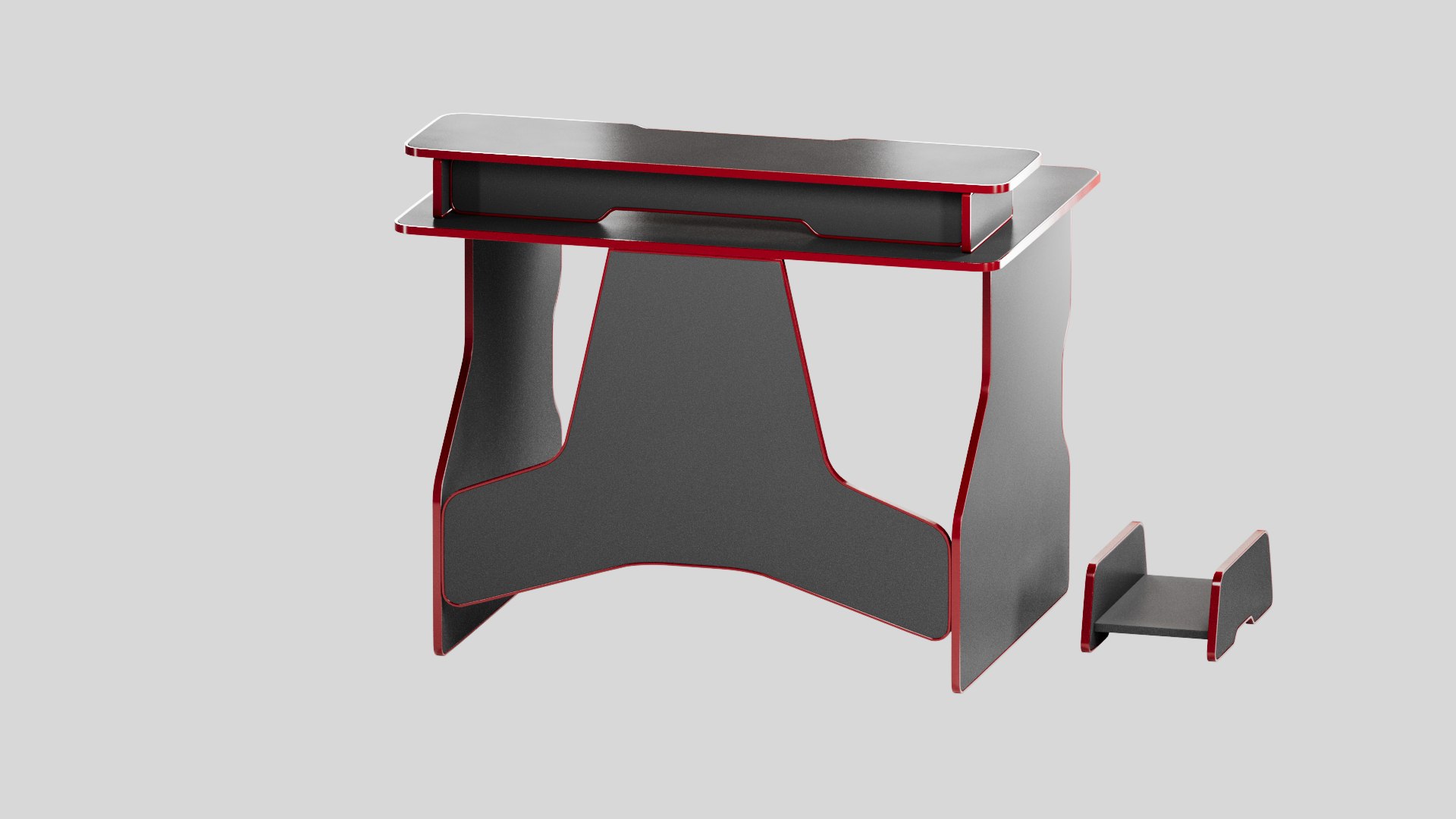 3D Compact Gaming Table Desk Elevated Shelf And System Unit Stand ...
