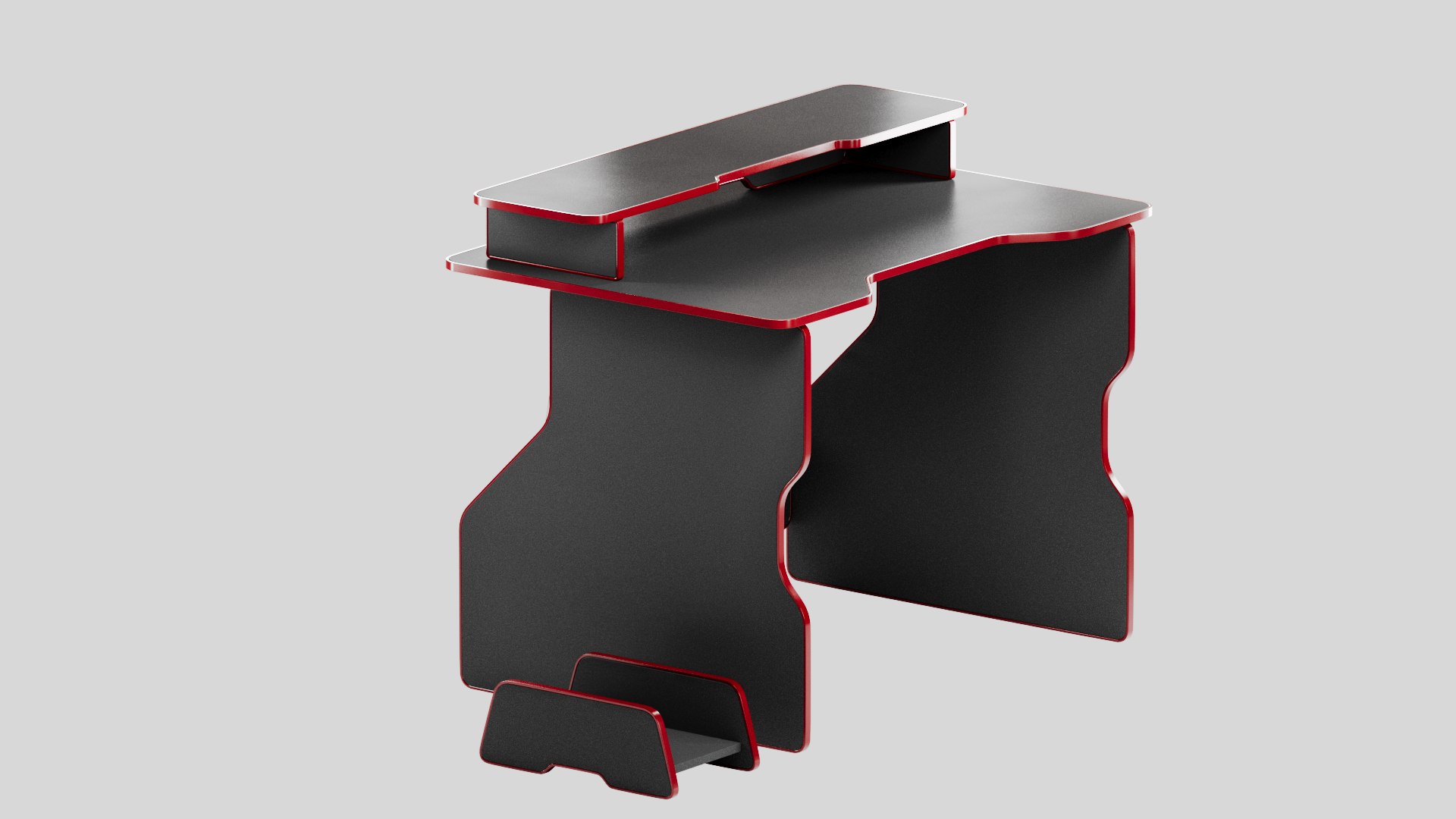 3D Compact Gaming Table Desk Elevated Shelf And System Unit Stand ...