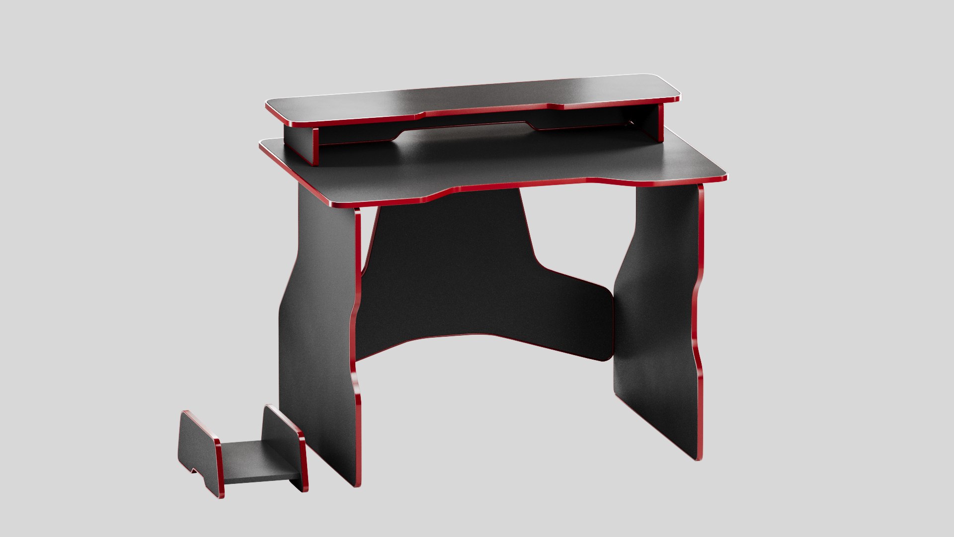 3D Compact Gaming Table Desk Elevated Shelf And System Unit Stand ...