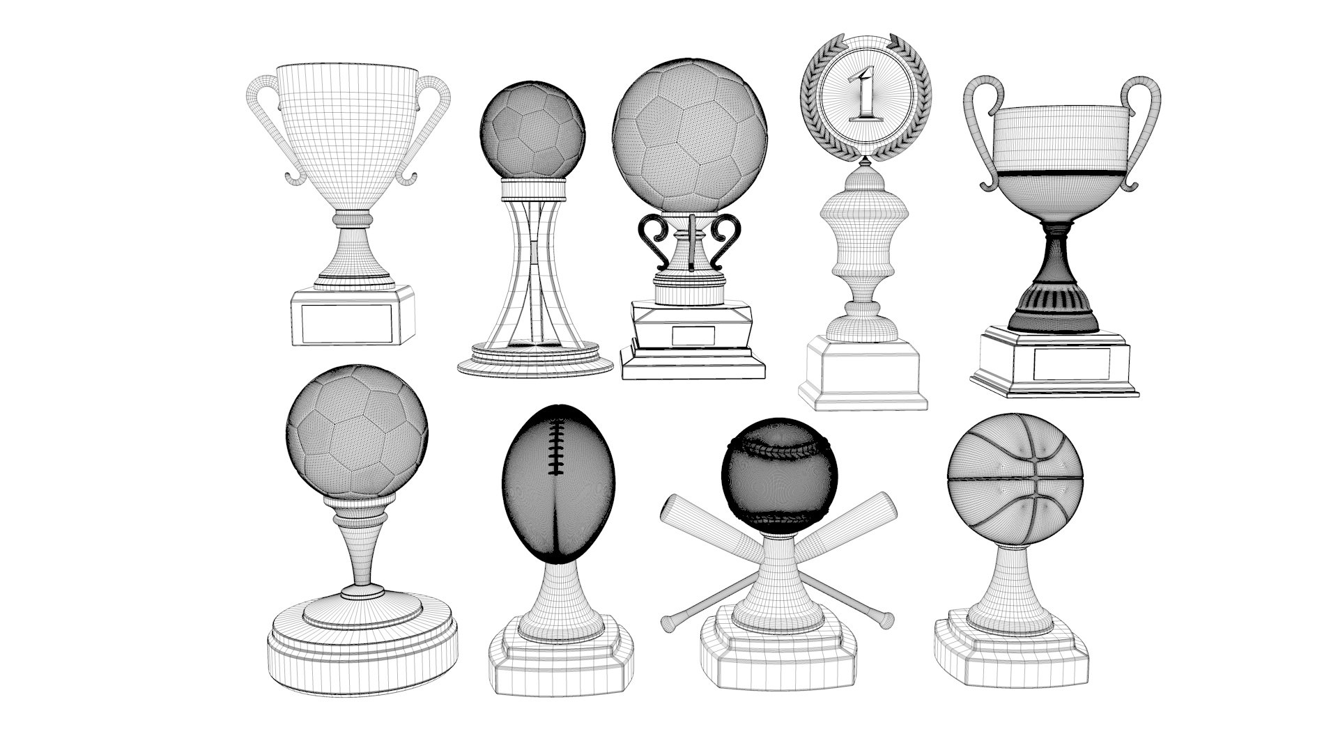 3D Winner Cups Set Model - TurboSquid 1919390