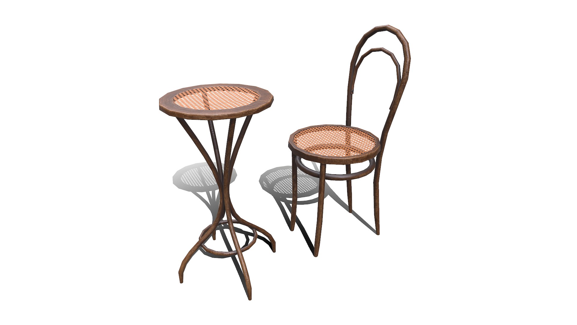 Old Cafe Table And Chair Low-poly PBR 3D Model - TurboSquid 2038066
