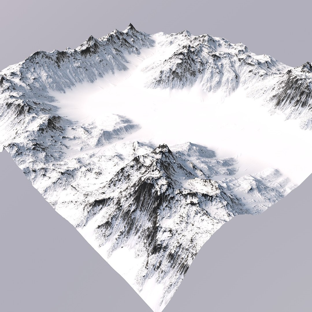 Snowy mountain terrain model - TurboSquid 1188136