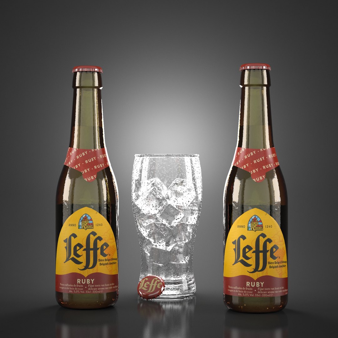 Leffe ruby beer bottles 3D model - TurboSquid 1626567