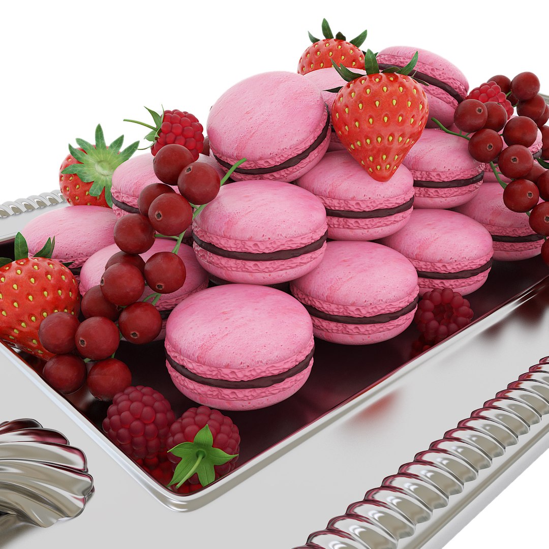 3D Model Macaroons With Berries - TurboSquid 1887858