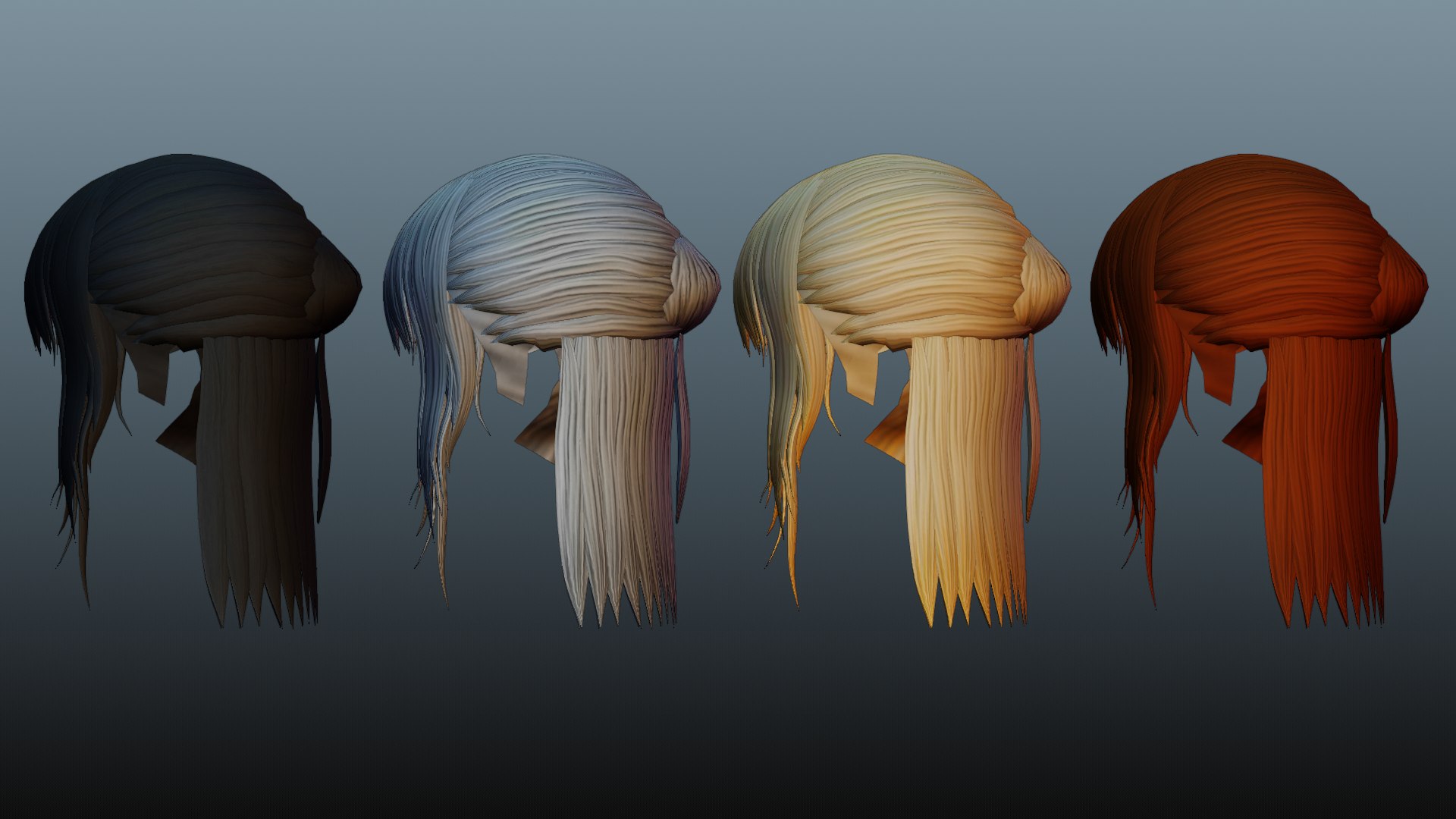 Female Hair Low Poly 4 Colors 3D Model - TurboSquid 2143137
