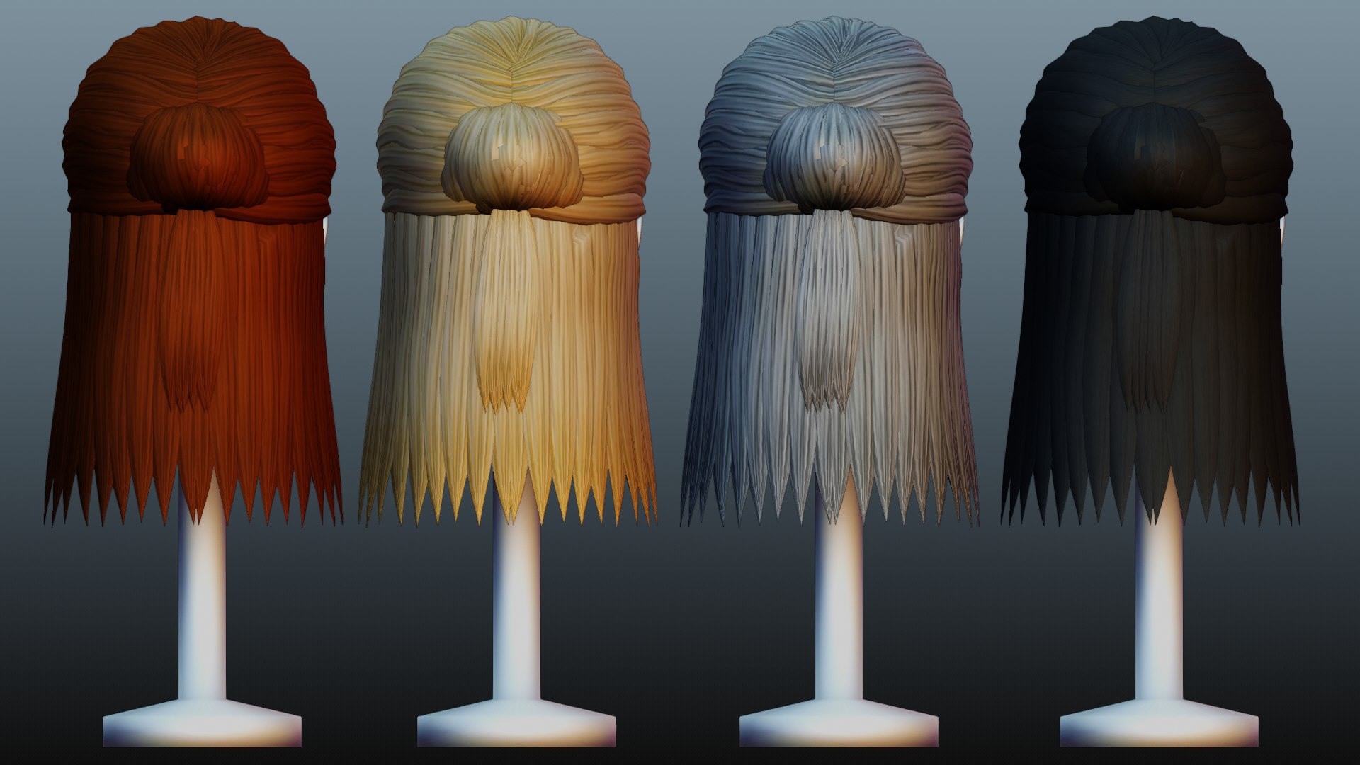Female Hair Low Poly 4 Colors 3D Model - TurboSquid 2143137